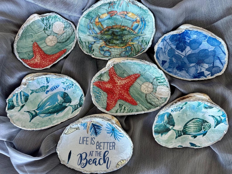 Decoupage Shell Clamshell Seaside Decor - Etsy
