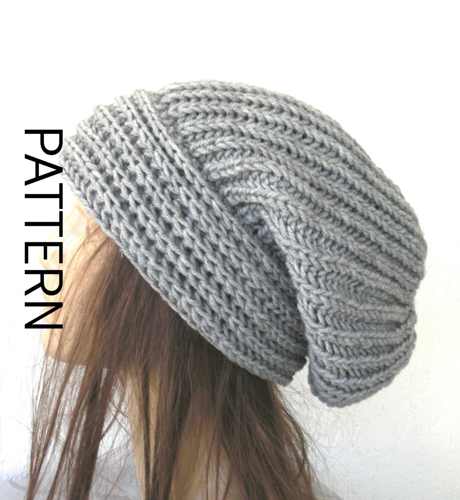 KNITTING PATTERN Slouchy Hat Knit Pattern for Women Knit Beanie Pattern ...
