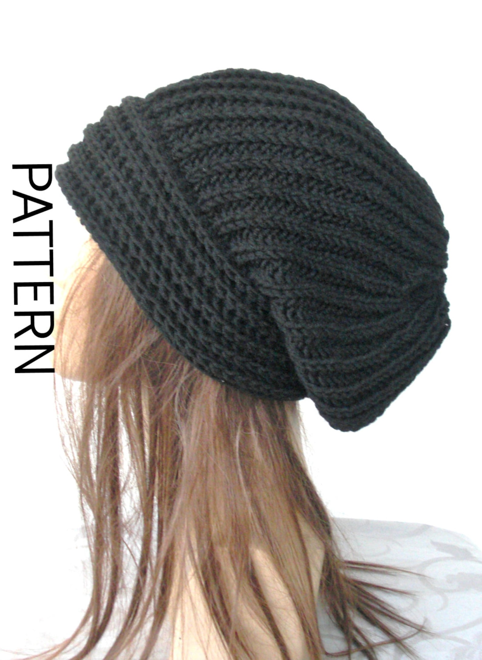 KNITTING PATTERN Slouchy Hat Knit Pattern for Women Knit Beanie Pattern ...