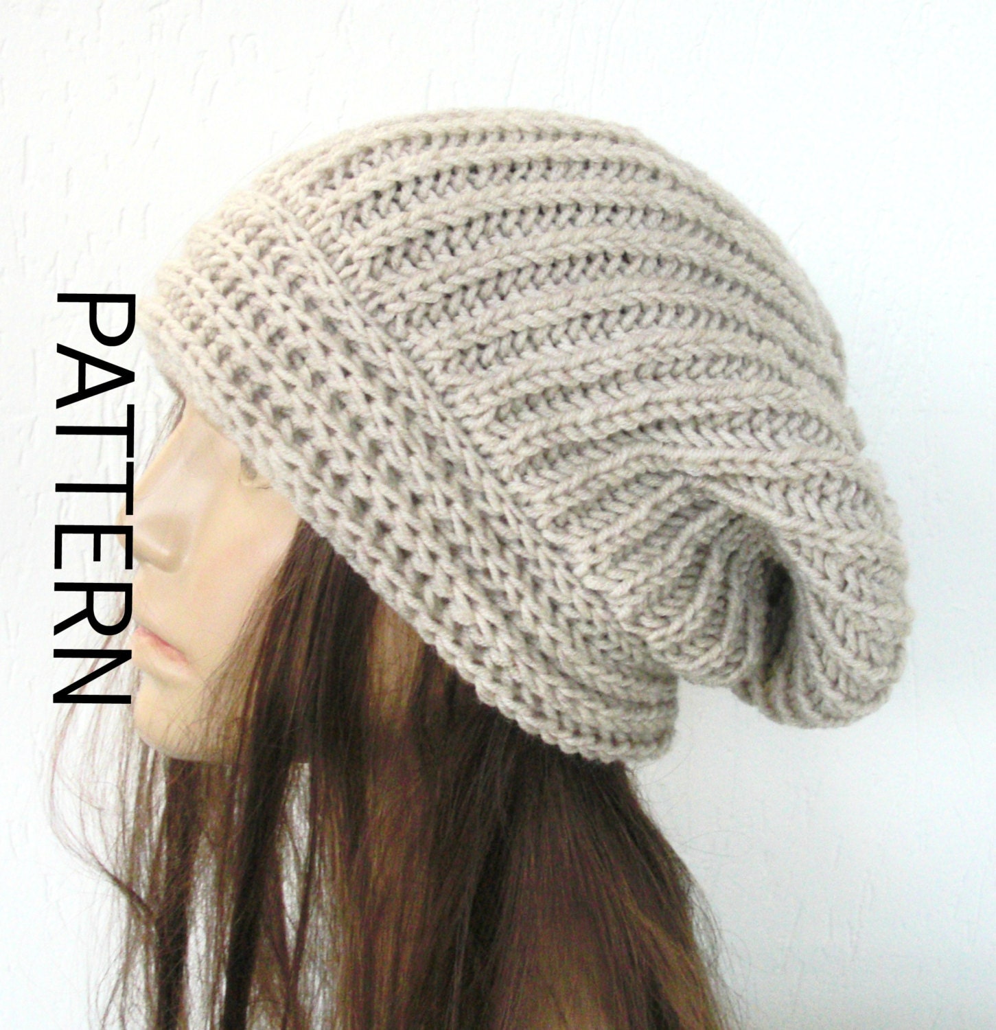 KNITTING PATTERN Slouchy Hat Knit Pattern for Women Knit Beanie Pattern ...