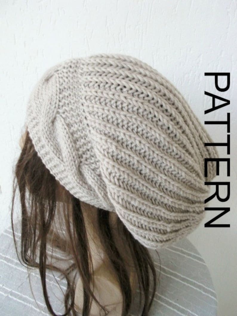 Knitting Pattern Slouchy Beanie Women Digital Hat Knitting PATTERN PDF ...