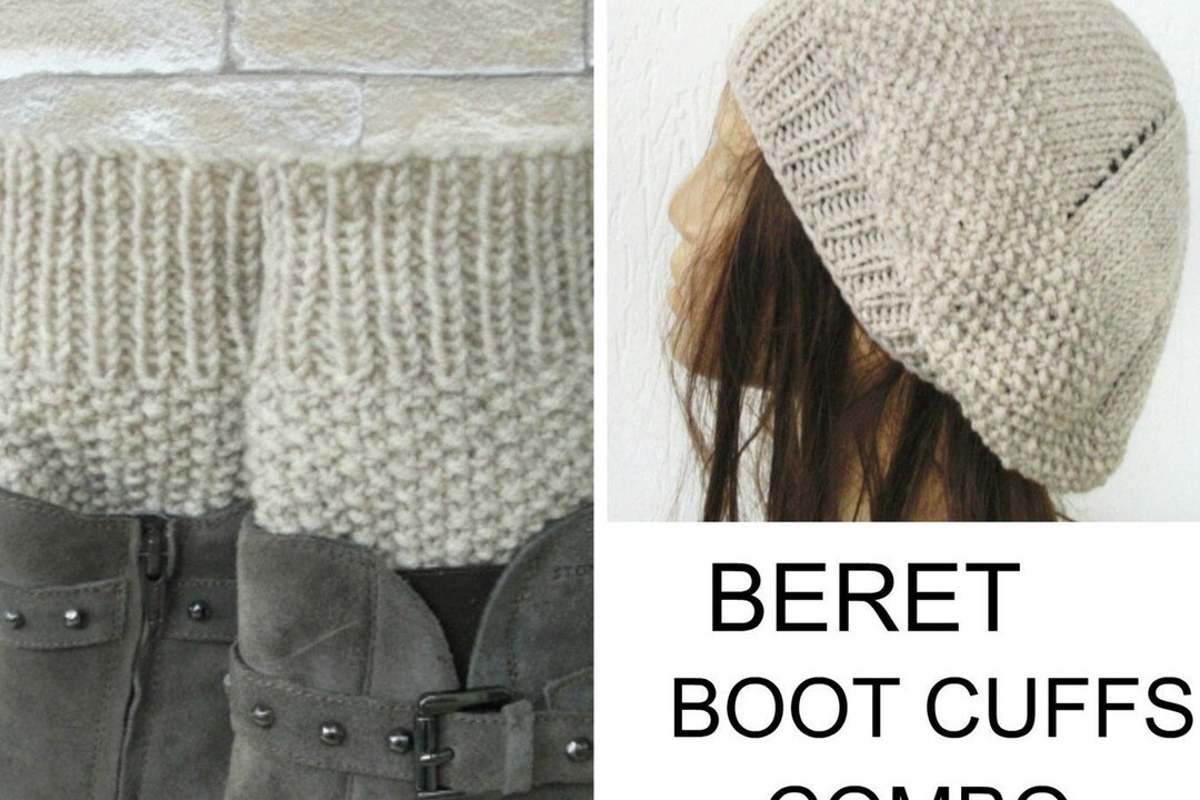 Knitting Pattern Hat & Boot Cuffs for Women Dıy Leg Warmers Beret Boot ...