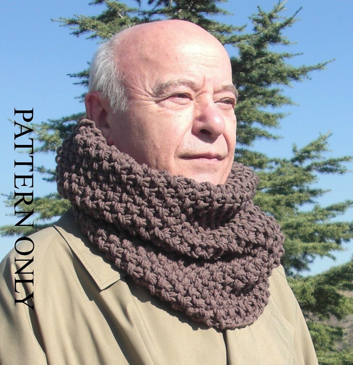 Chunky Scarf Pattern Knit Cowl Pattern for Men Fashion Cozy - Etsy