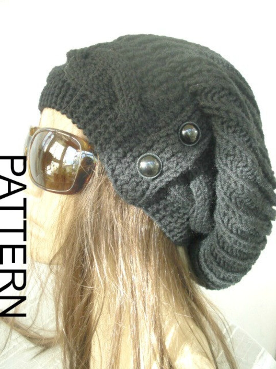 PDF Knitting Pattern Hat for Women Cable Knit Slouchy Beanie Pattern ...