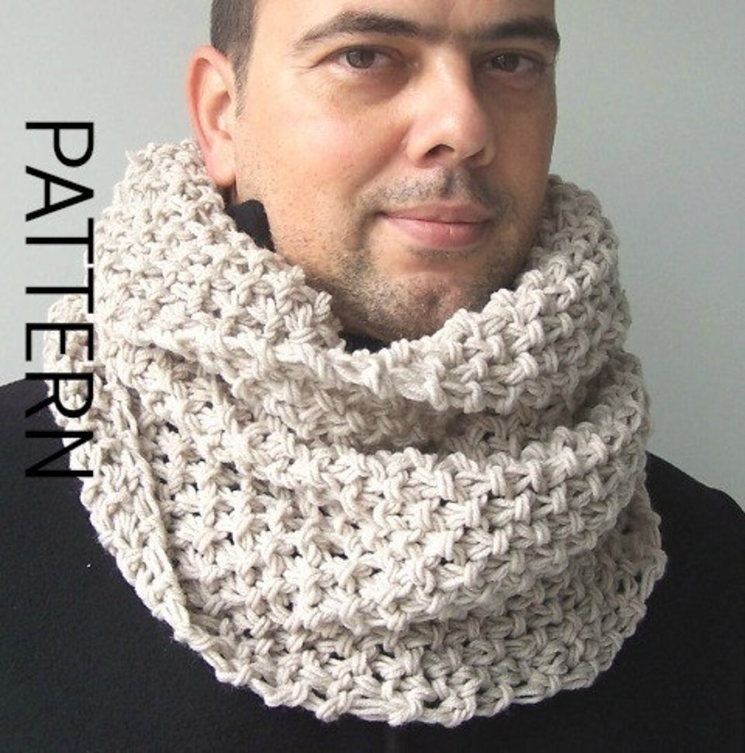 Chunky Cozy Cowl Scarf KNITTING PATTERN for Men Easy Beginner Digital ...