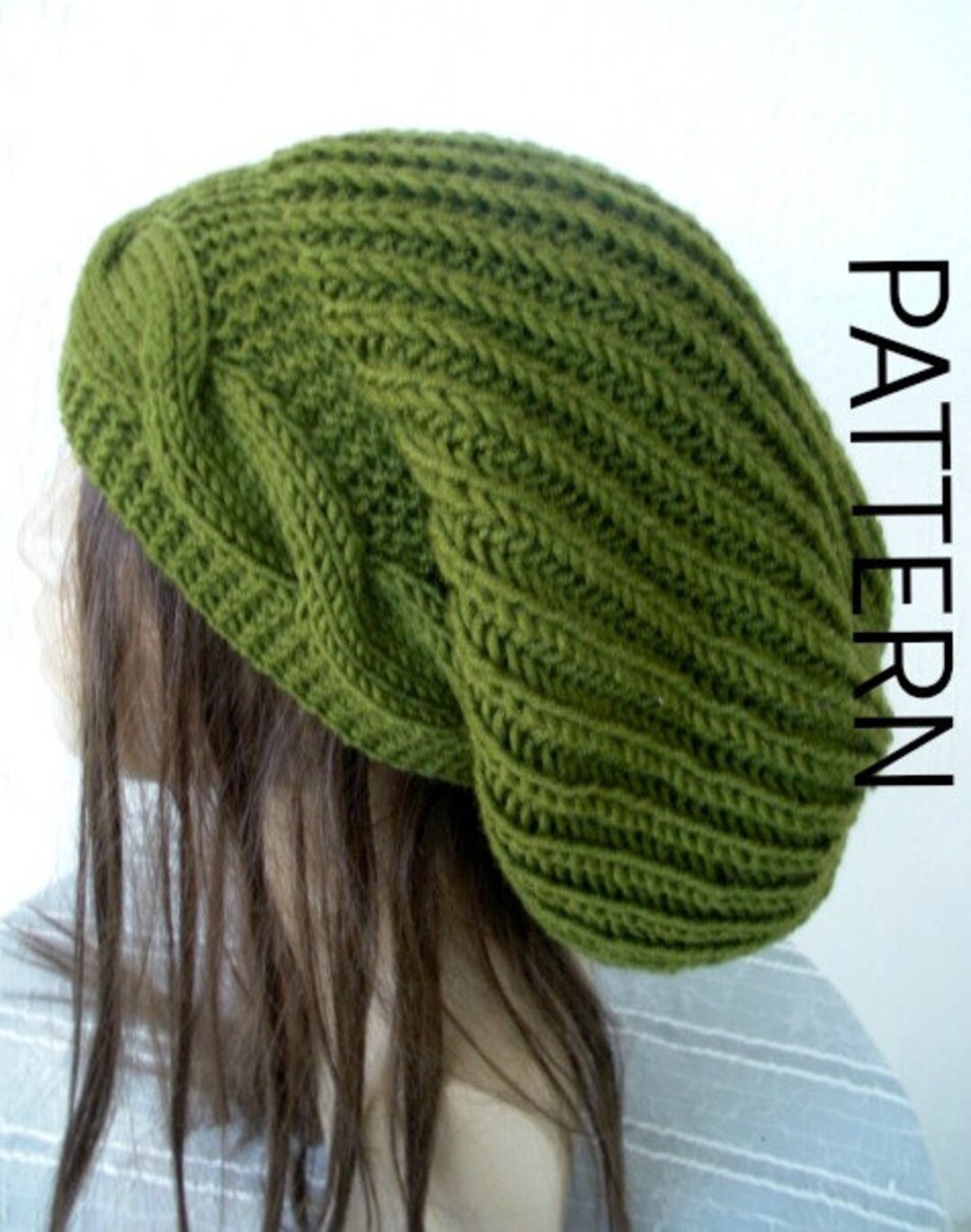 Cable Knit Slouchy Hat Pattern: Women's Beanie (PDF Download) - Etsy