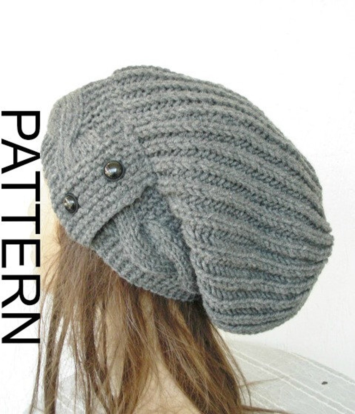 PDF Knitting Pattern Hat for Women Cable Knit Slouchy Beanie Pattern ...