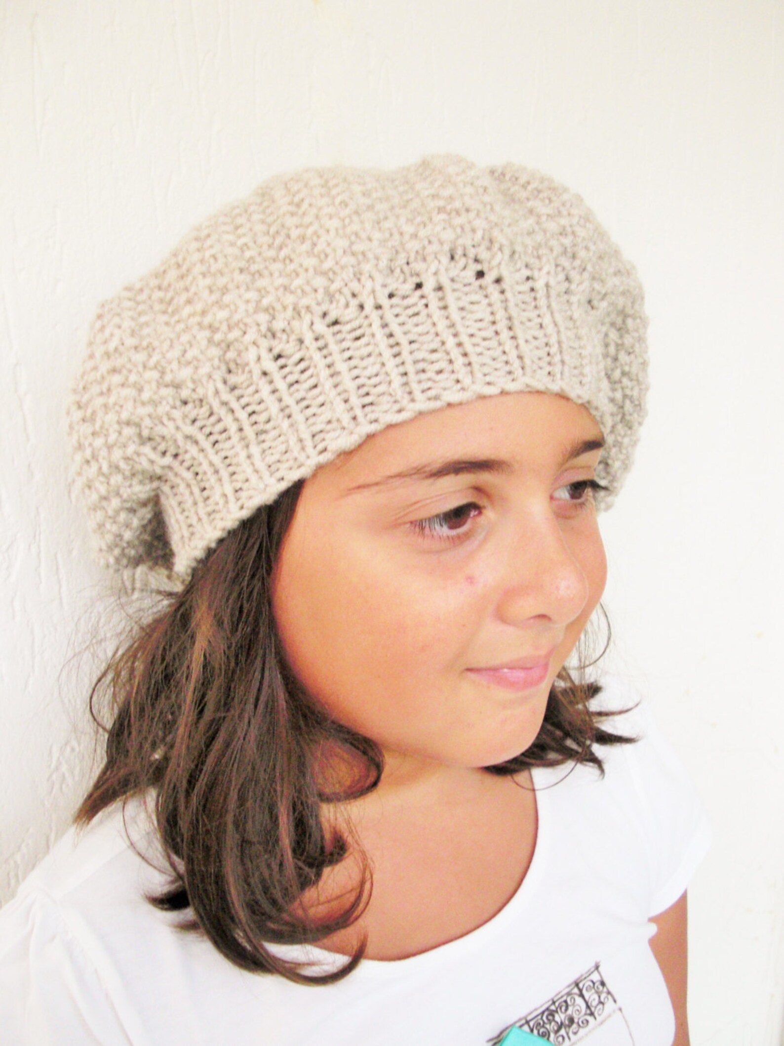 Hat Knitting Pattern for Girl Beret Knitting PATTERN PDF Seed Stitche ...
