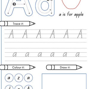 Alphabet Workbook, Digital Printable Tracing Colouring Homeschool ...