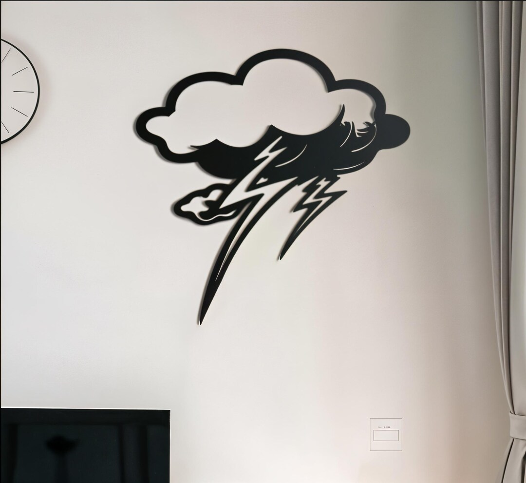 Lightning Cloud Metal Wall Art: Modern Home Decor - Etsy