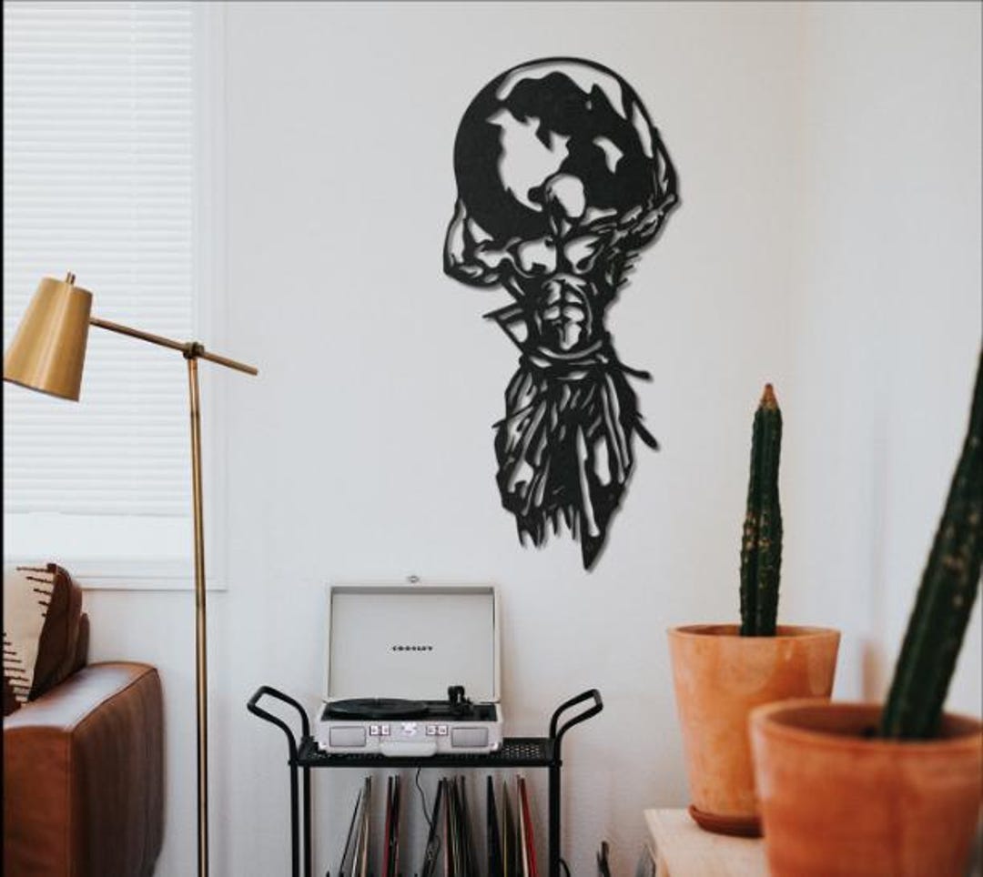 Atlas Metal Wall Art, Black Metal Wall Hanging, Unique Wall Home Decor ...