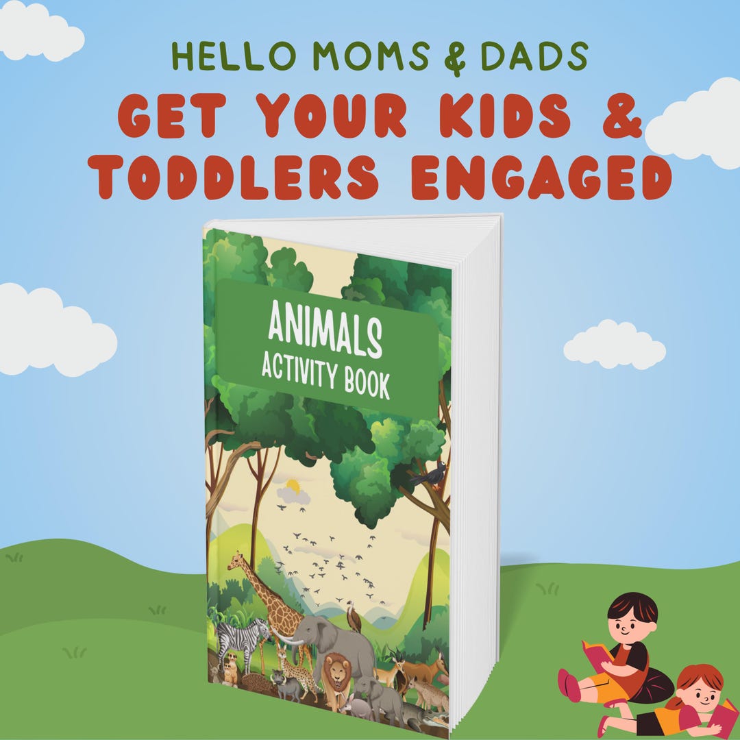 Printable Fun and Colorful Animal Activity Book for Kids - Etsy
