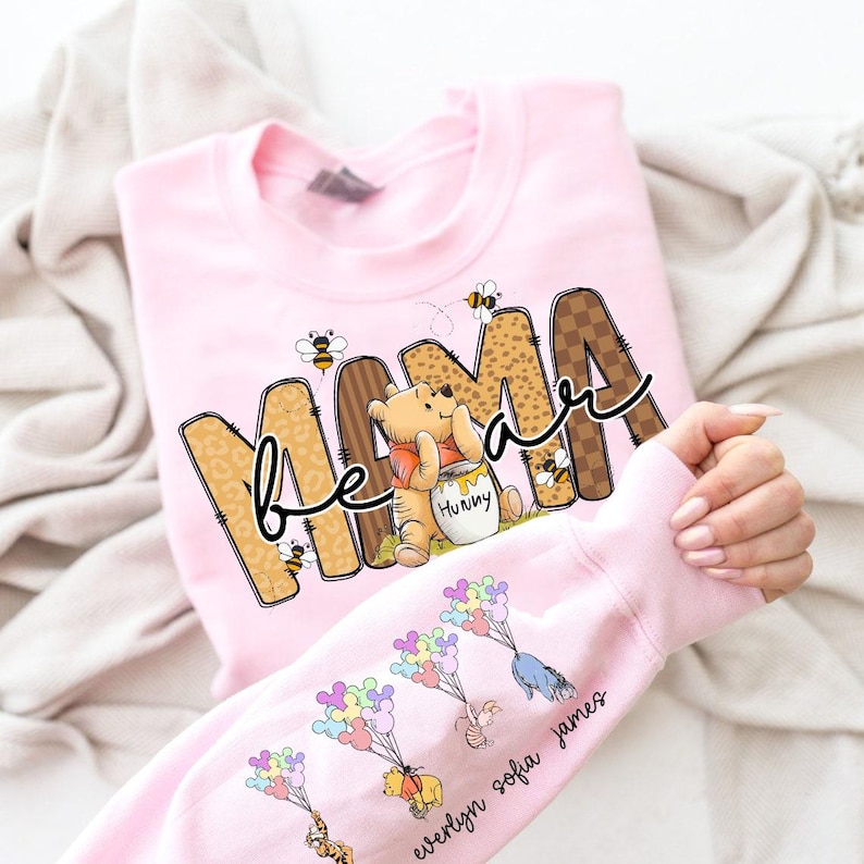 Custom Mama Bear PNG, Personalized Mom With Kid Name on Sleeve, Mama ...