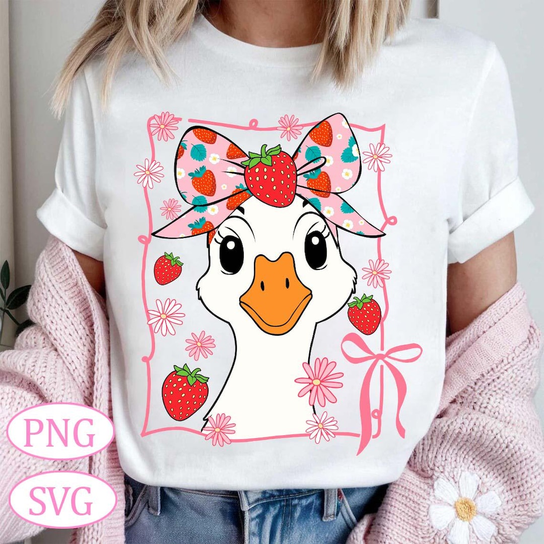 Cute Strawberry Goose Png, Summer Goose, Mama Goose Png, Coquette Goose ...