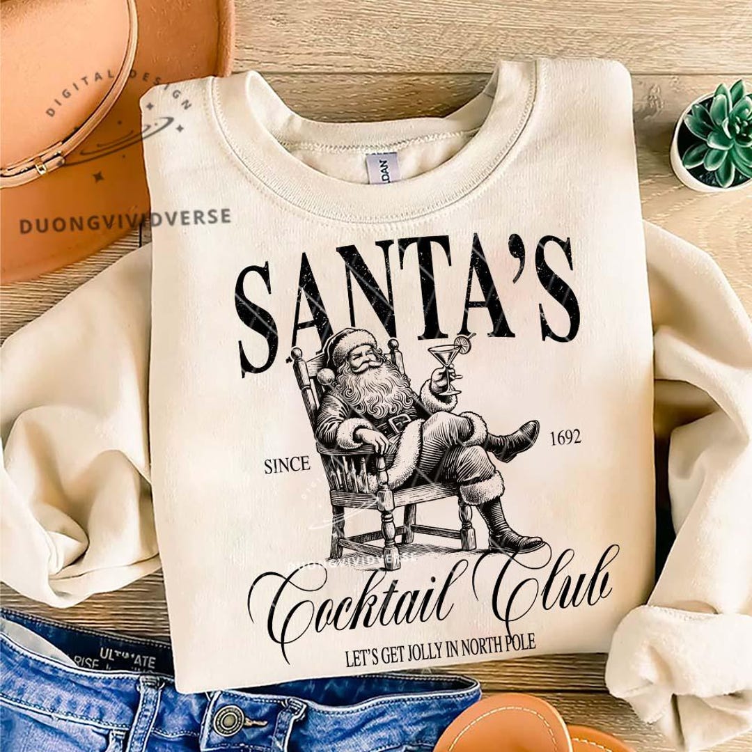 Santas Cocktail Club PNG, Christmas Cocktails With Santa PNG, Trending ...