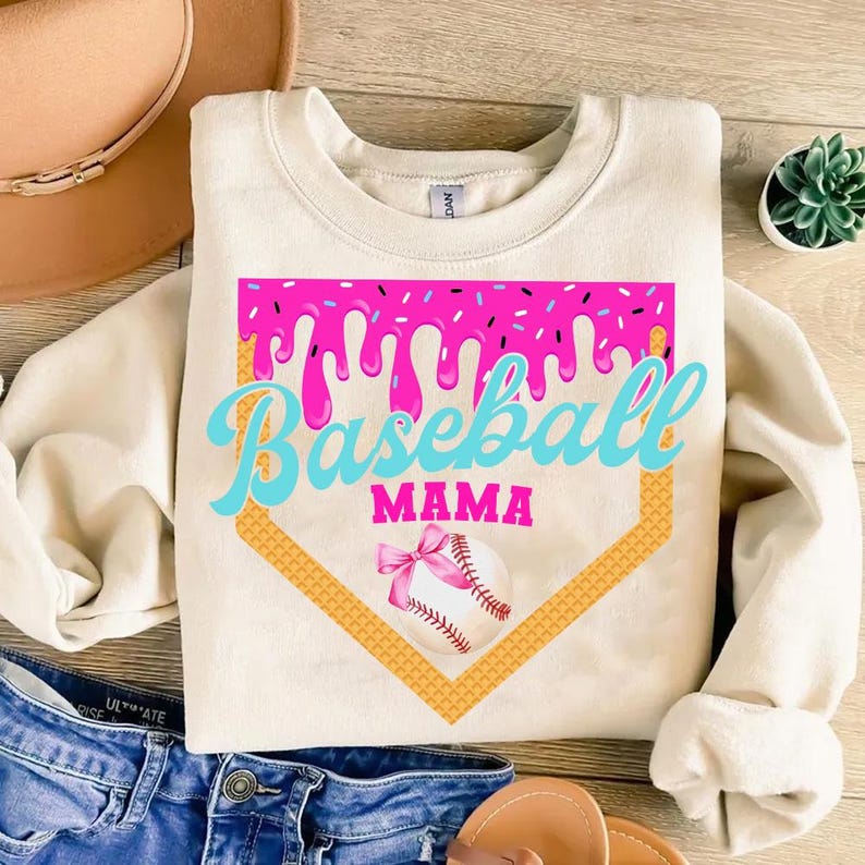 Baseball Mama Drip PNG, Ice Cream Drip Baseball PNG, Game Day Baseball ...
