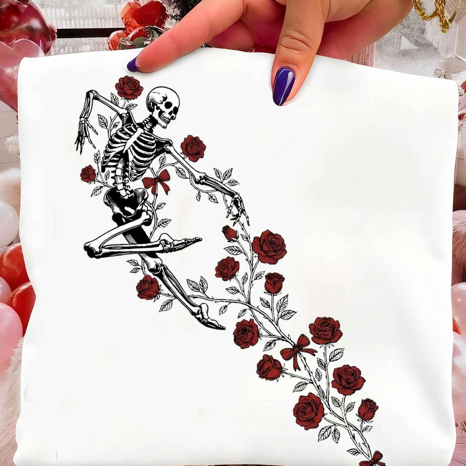 Valentines Day Skeleton Rose PNG, Funny Skeleton Valentine PNG, Skull ...