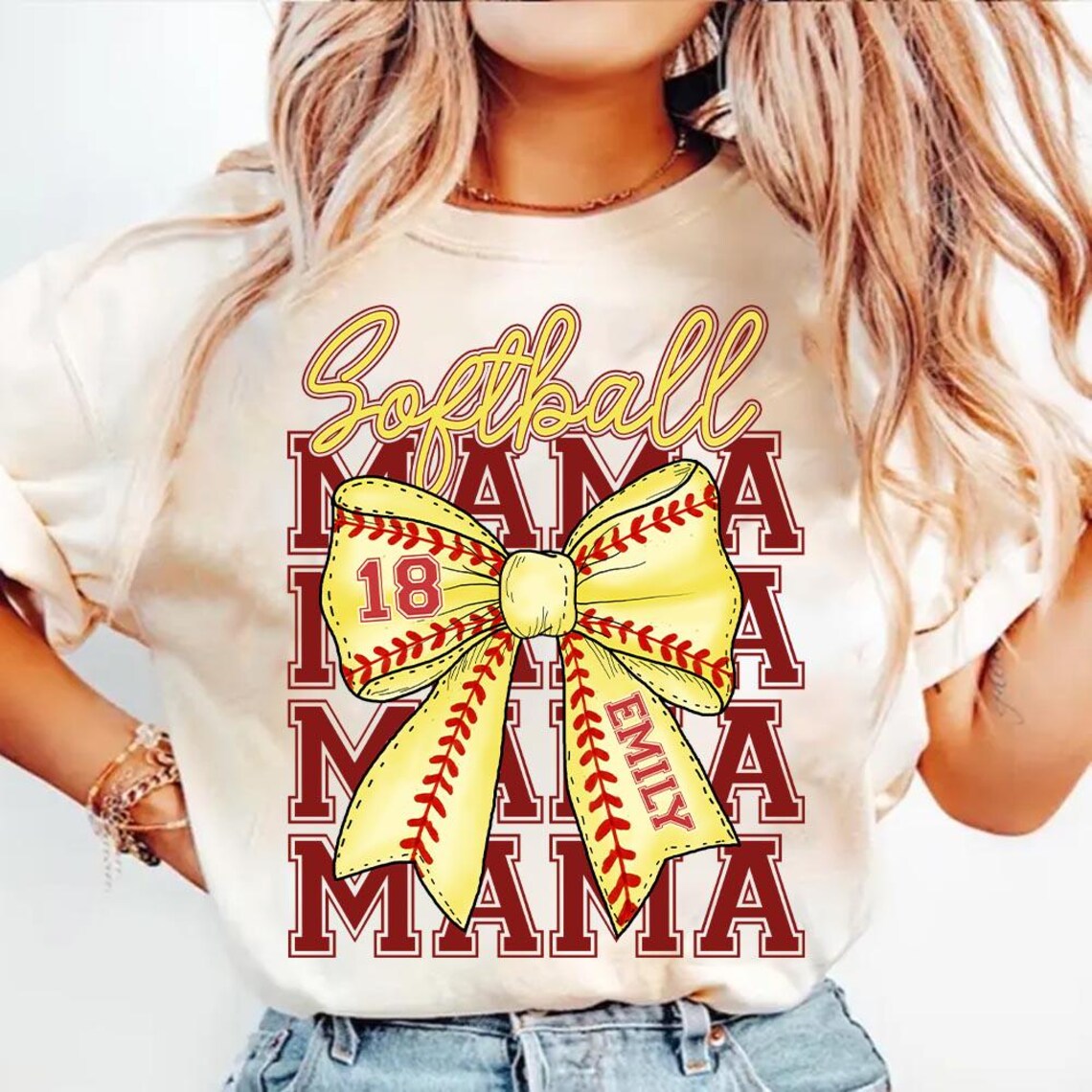 Custom Softball Mama PNG, Personalized Softball Mom Design, Editable ...