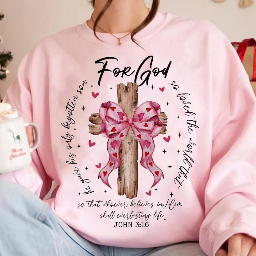 Coquette Christian Valentine PNG, for God so Loved Valentine Png, Retro ...