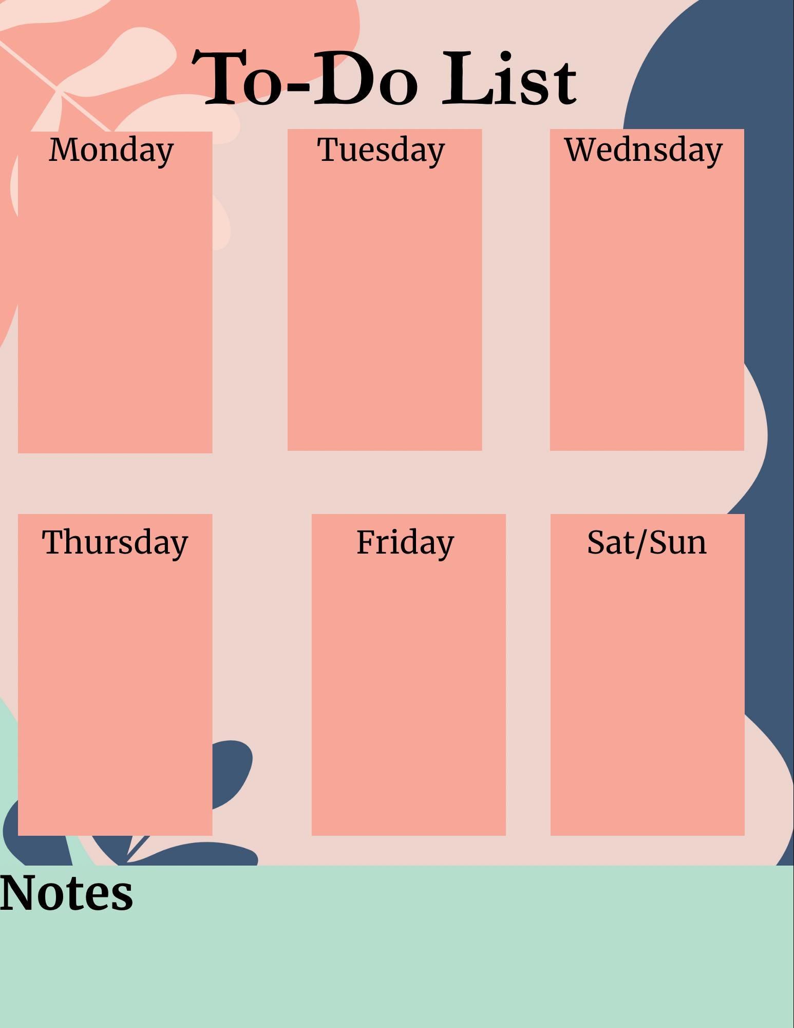 Minimalist Weekly To-do List Printable | Peach & Sage Planner Template ...