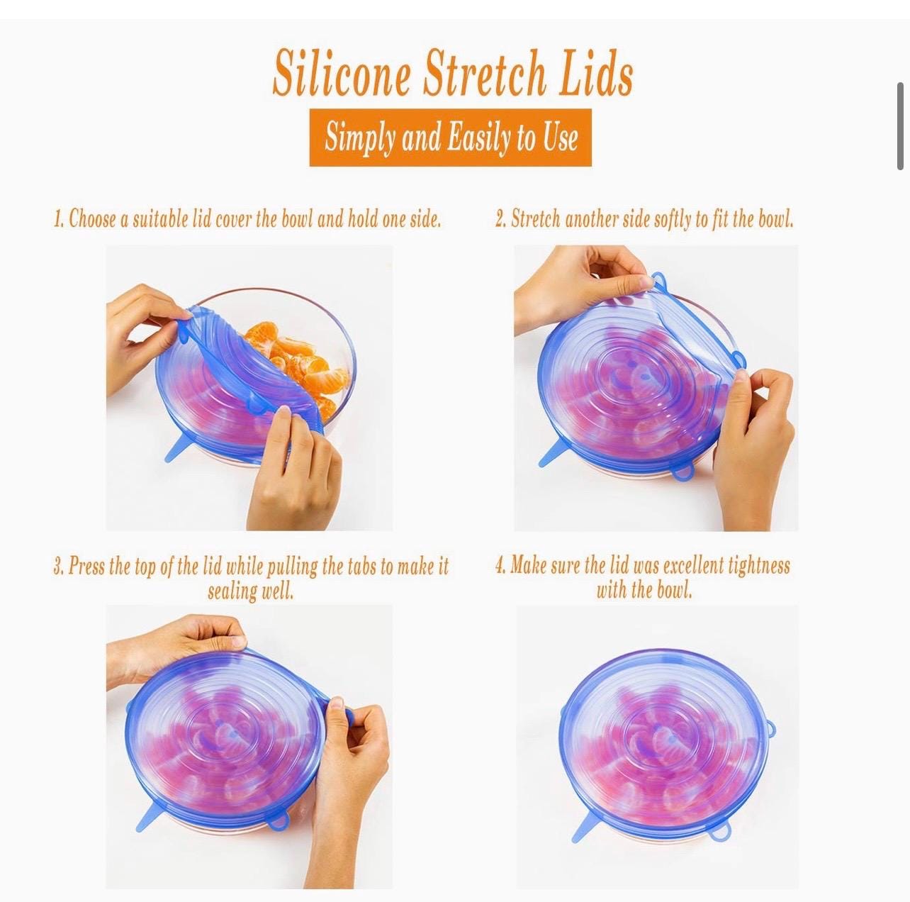 Silicone Stretch Lids - Etsy
