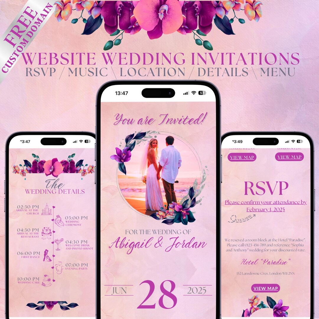 Personalized Wedding Website Invitation Digital Online RSVP & Event ...