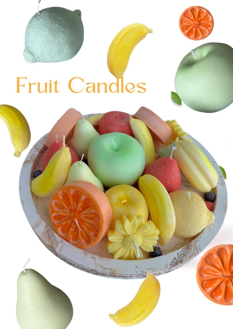 Candle Fruits, Colorful Fruit Tray, Kitchen Decor, Home Decor ...
