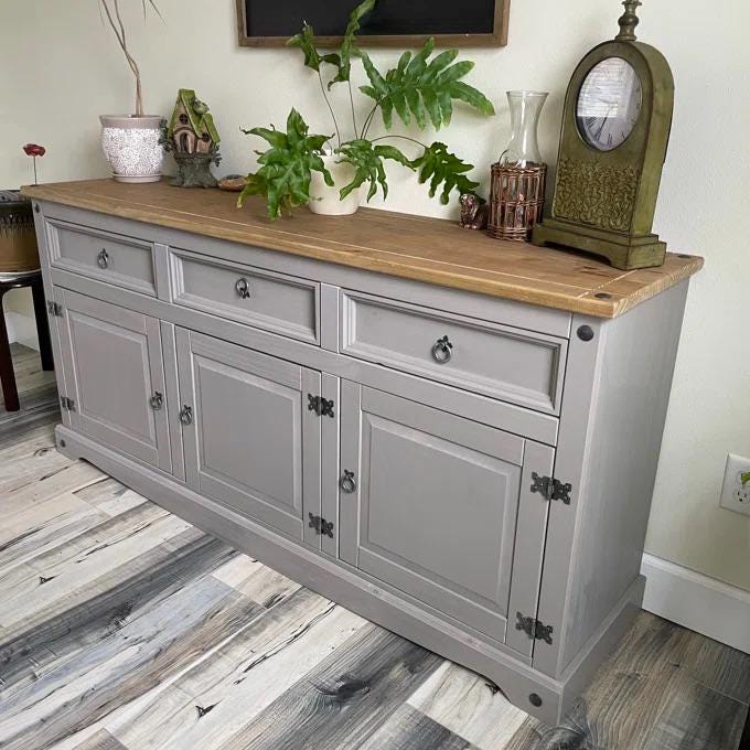 Solid Wood Sideboard Gray - Etsy