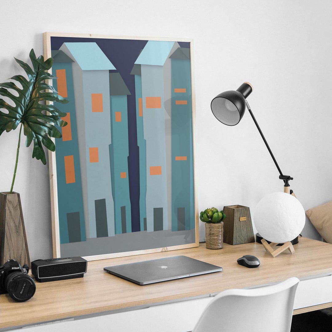 Wall Art, Digital City Poster, Printable Home Decor, Digital Dowland ...