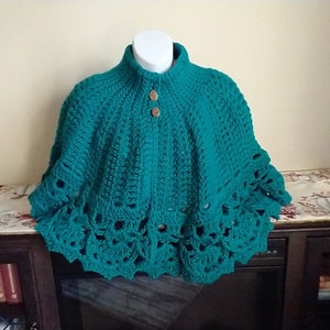 Shawl or Cape - Teal Color in Chunky Yarn - Fits Medium to Large - Etsy