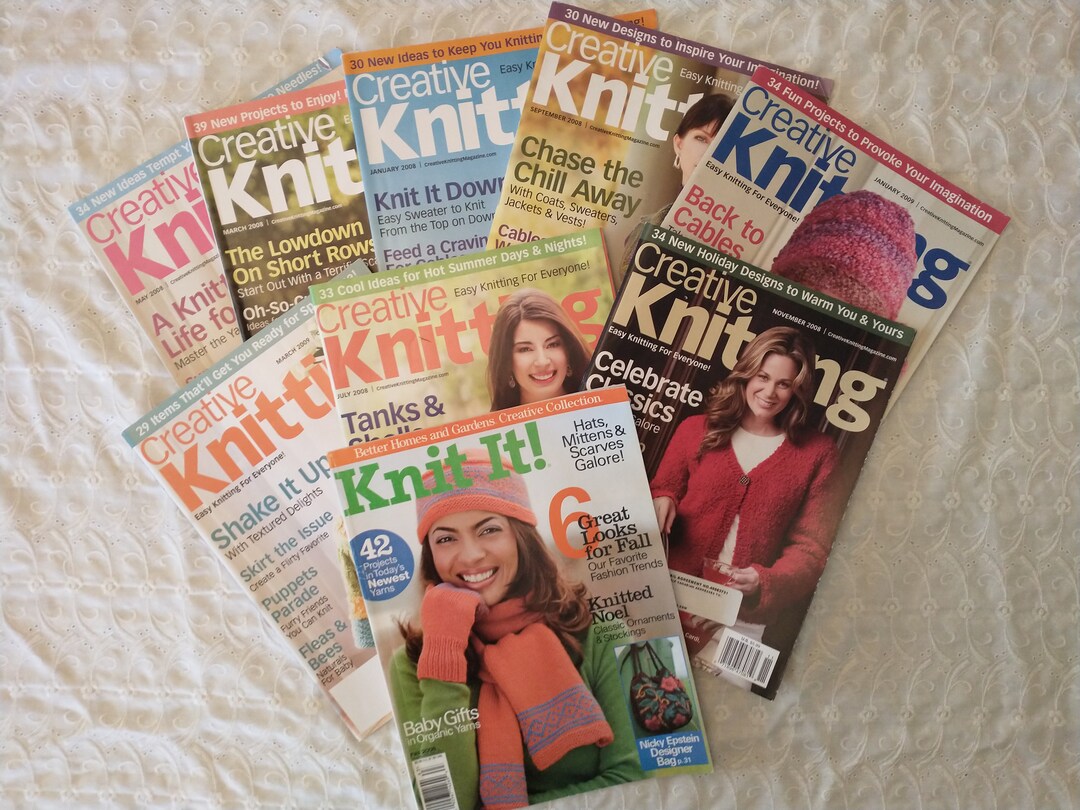 Lot of 9 Knitting Magazines - 8 Creative Knitting C.2008 and 1 Knit It ...