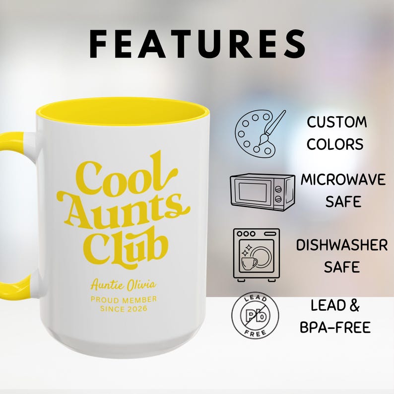 Personalized Cool Aunts Club Mug-custom Aunt Mug With Name, Baby ...