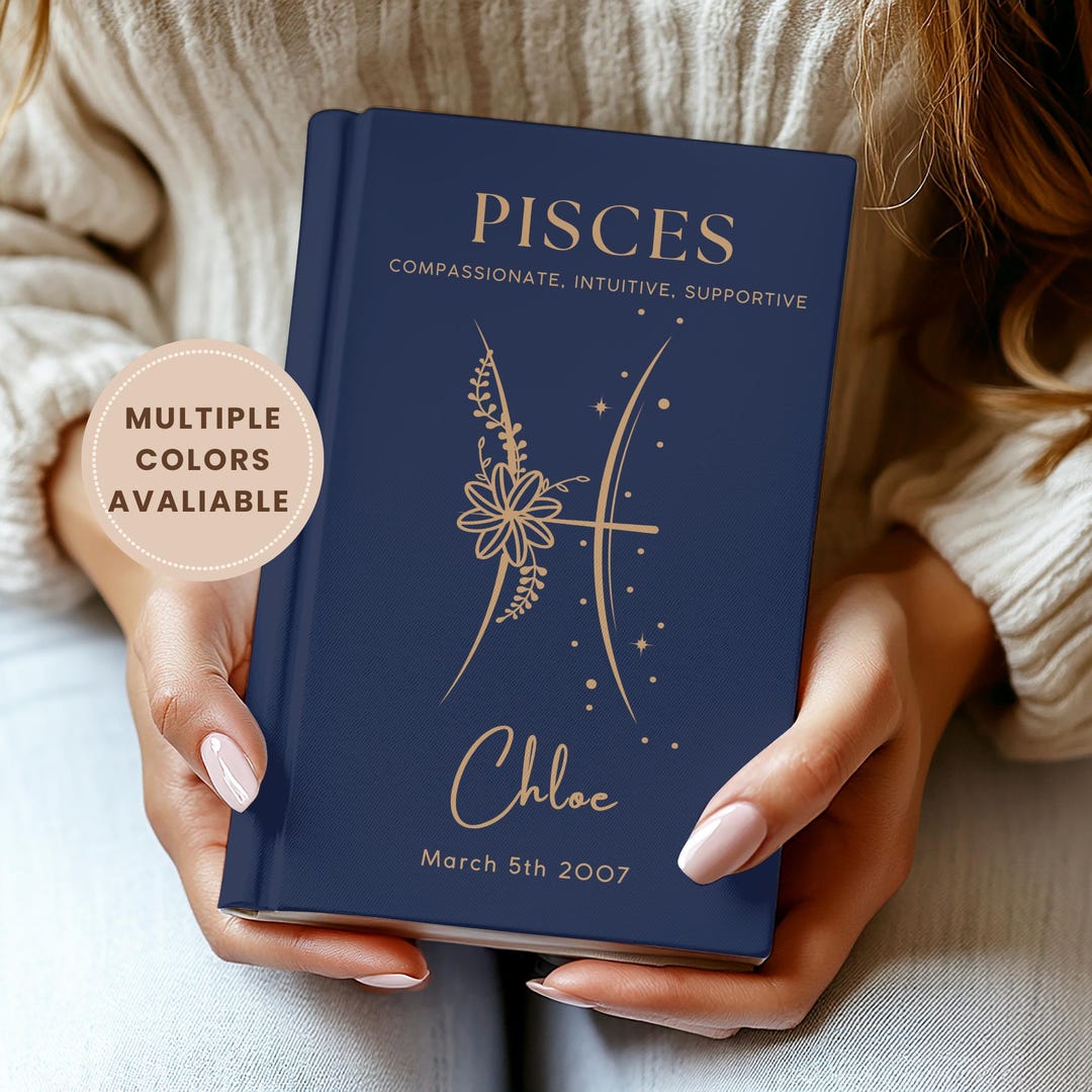 Pisces Gift - Personalized Zodiac Journal, Pisces Birthday Book, Custom ...