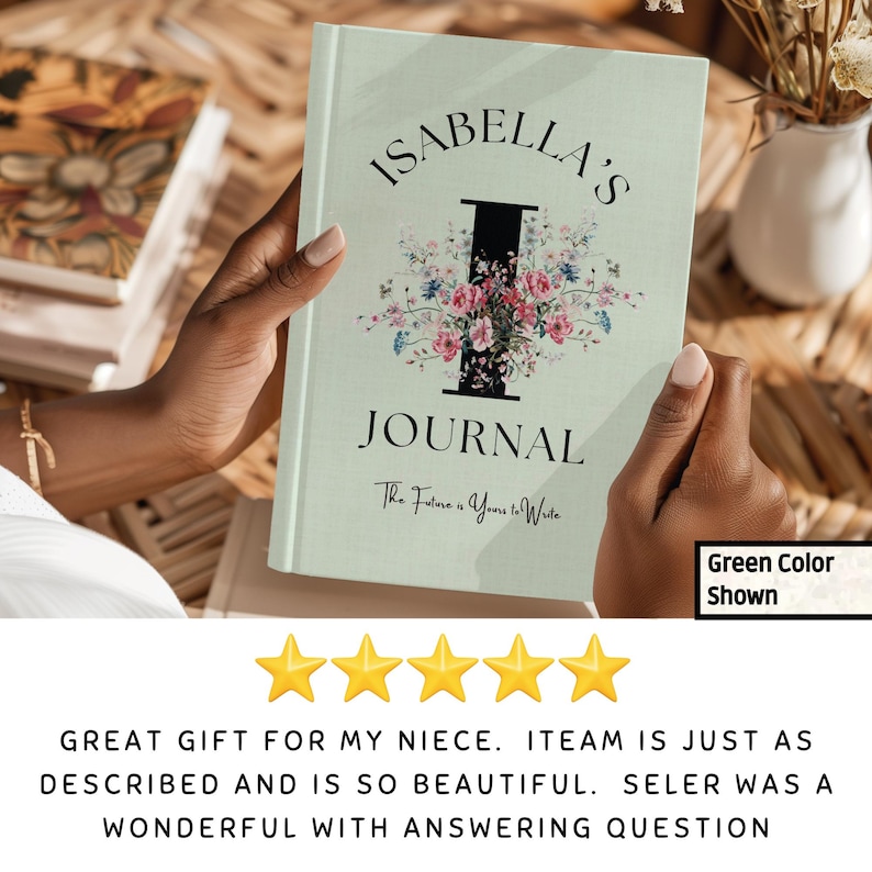 Personalized Floral Journal, Custom Monogram Name Notebook, Teen Girl ...