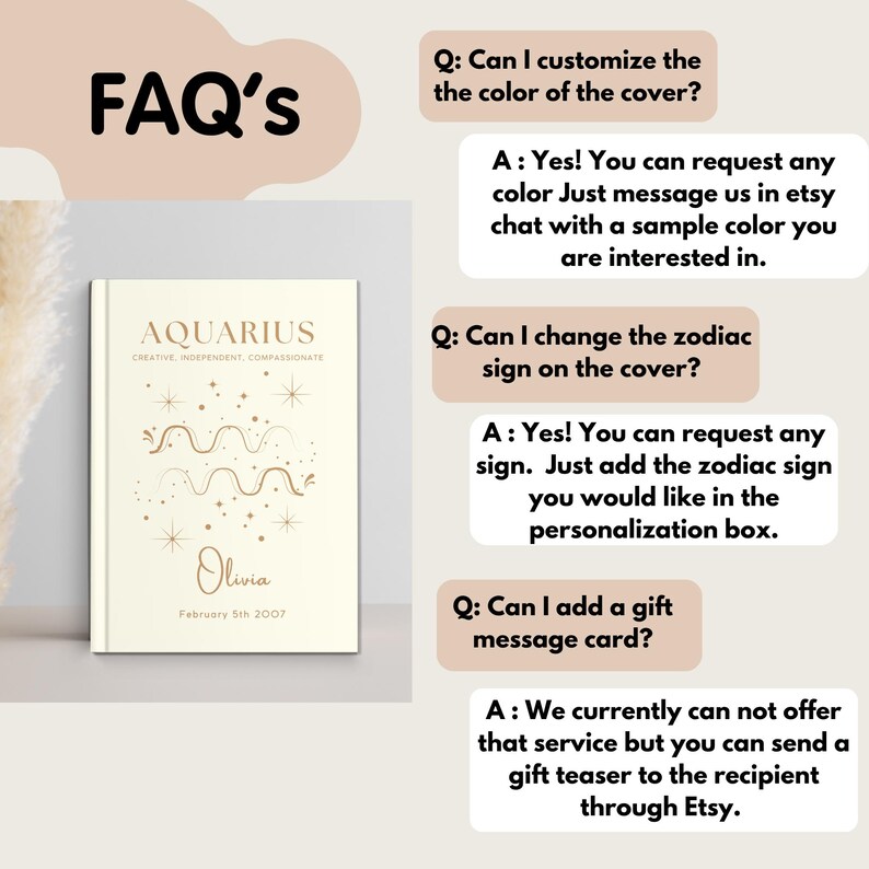 Aquarius Zodiac Journal-personalized Name & Birthdate, Custom Astrology ...