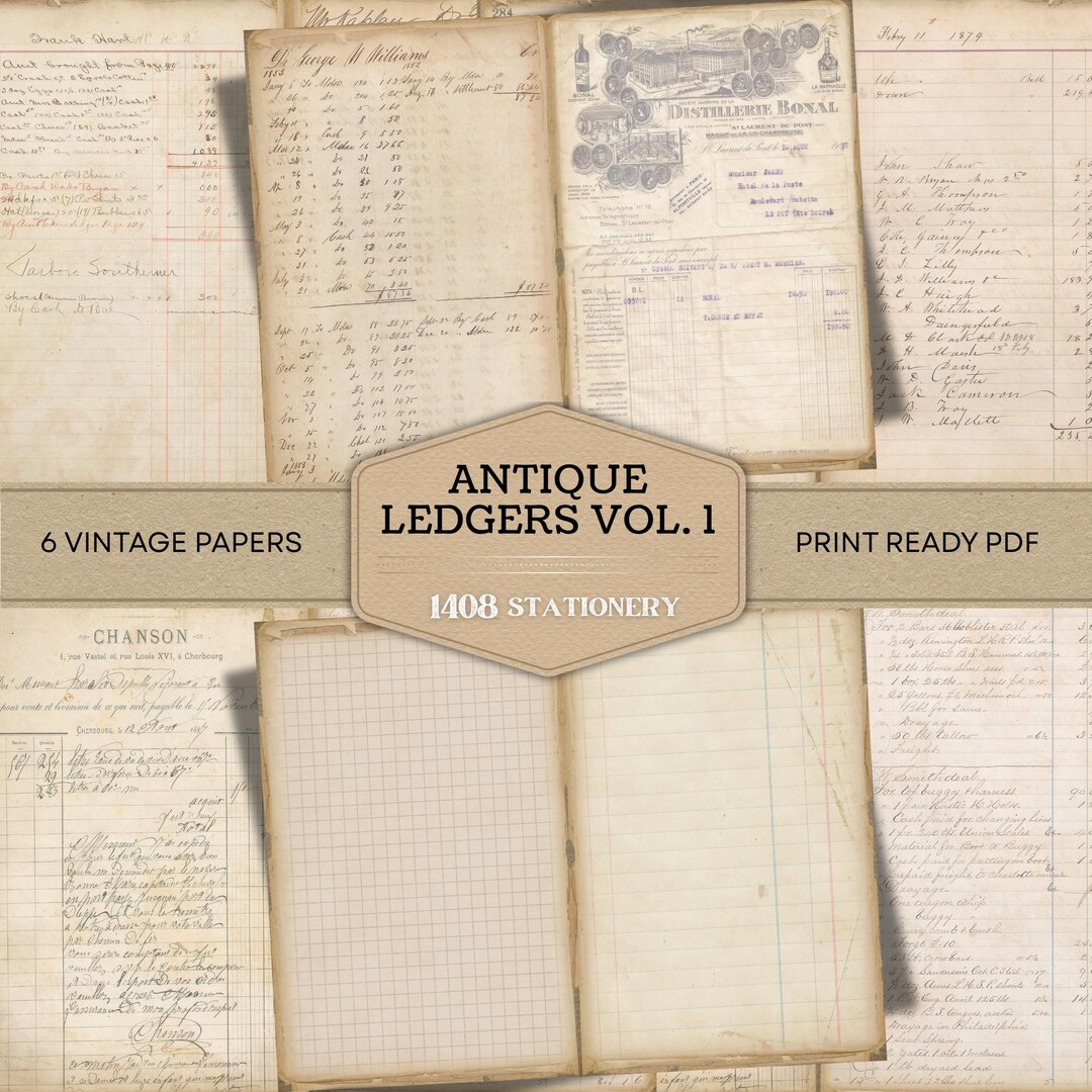 Ledger Journal Pages. Vintage Ledgers Junk Journal Papers . Printable ...