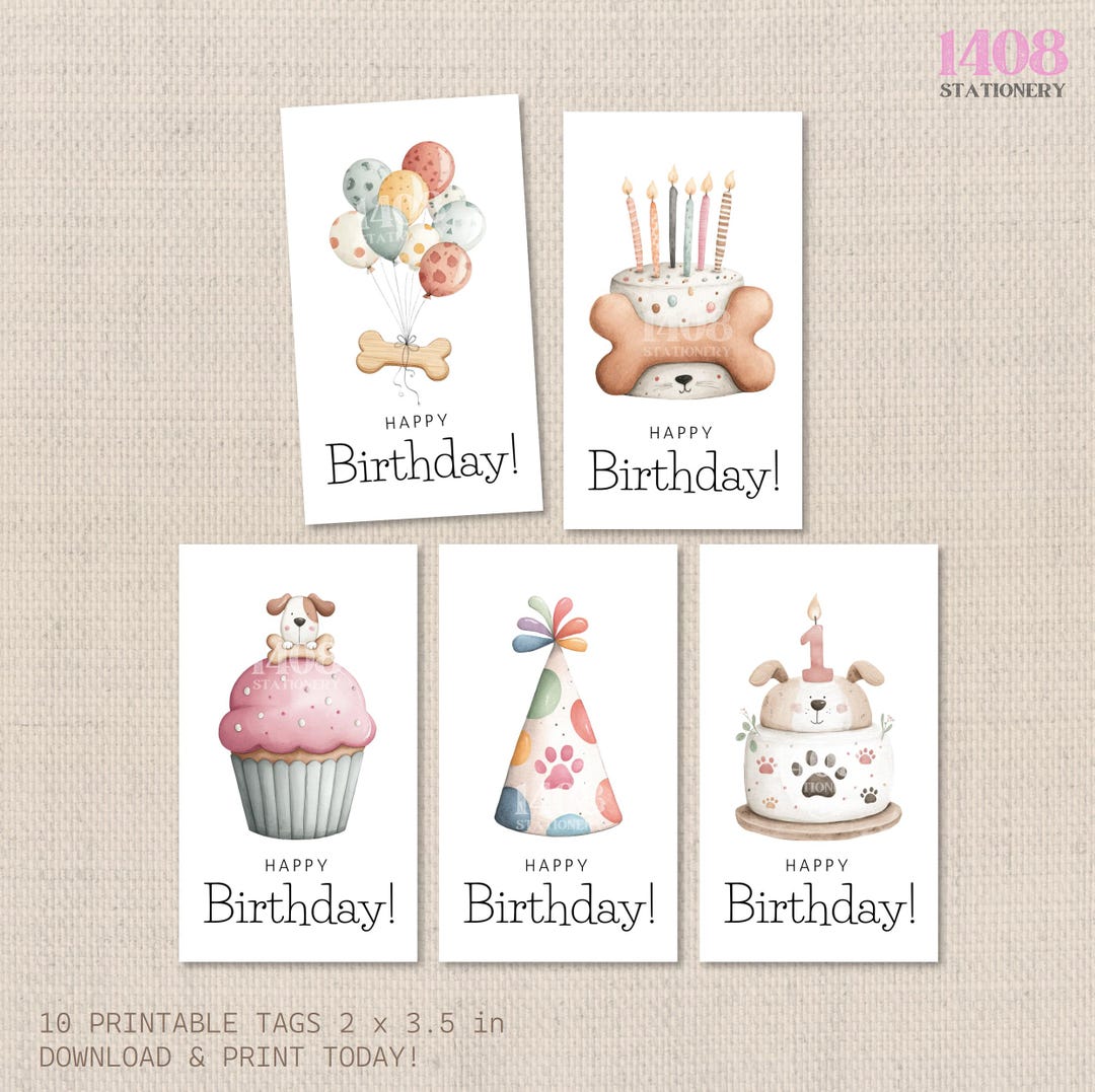 Happy Birthday Tags. Puppies Tags. Doggies Printable Tags . Pawty Gift ...