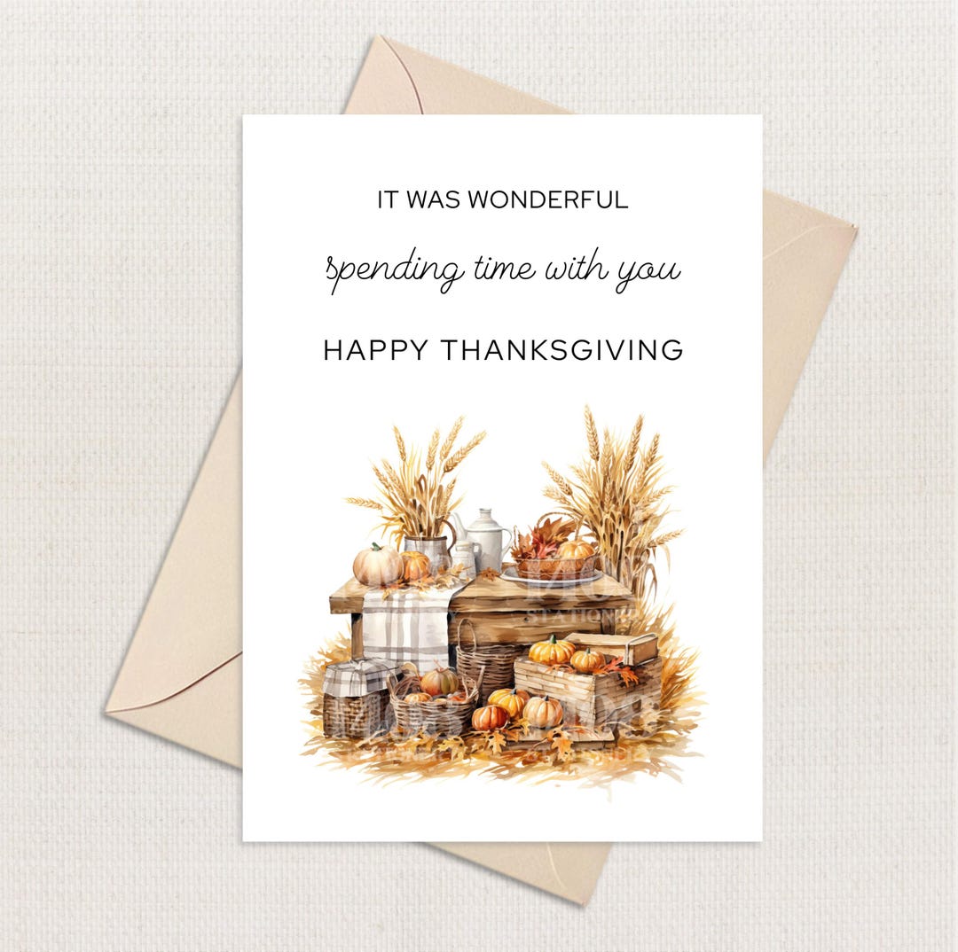 Happy Thanksgiving Printable Card . Cute Pumpkin Fall Dinner Friends ...