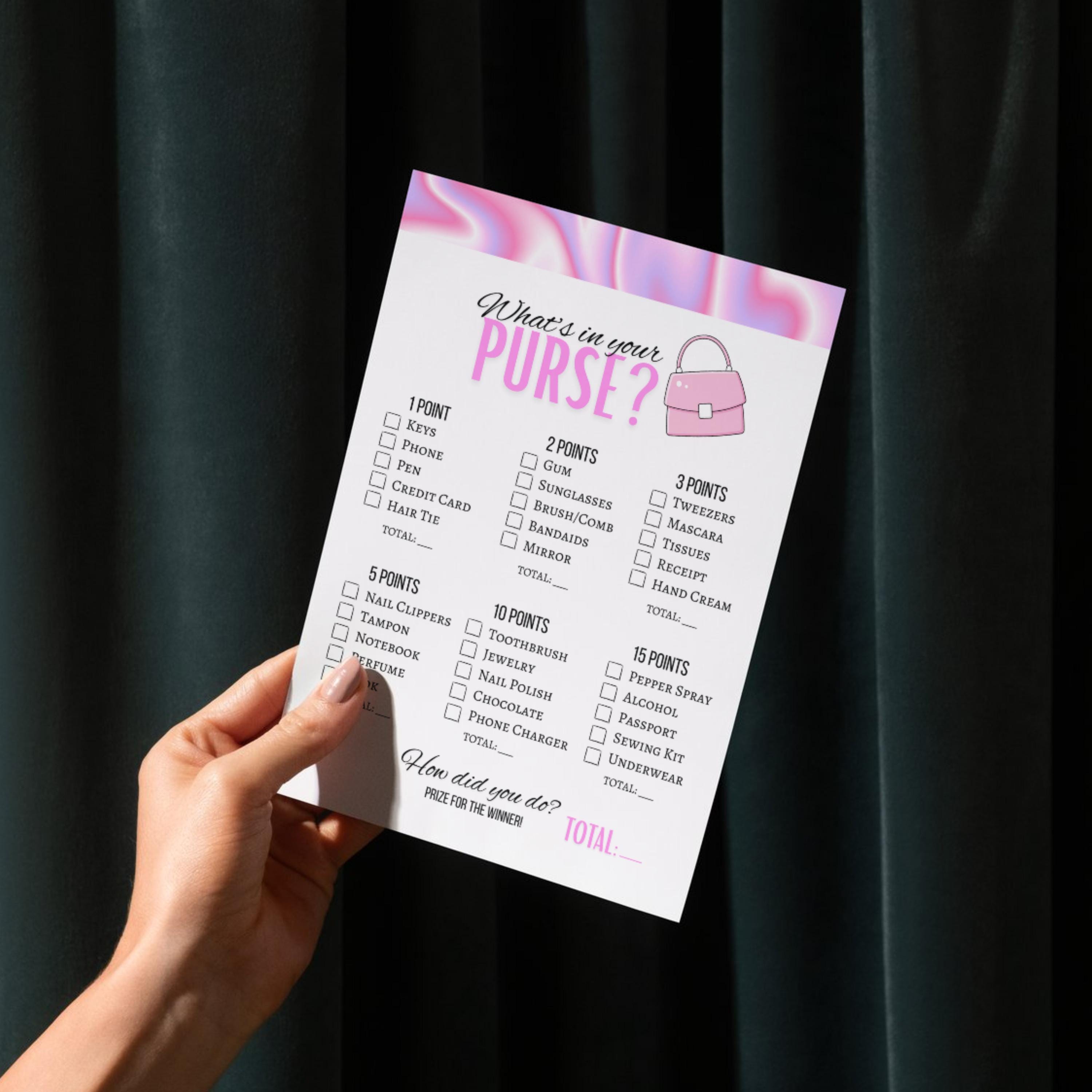 What's in Your Purse Game | 2000s Theme Party Game | Bridal Shower ...