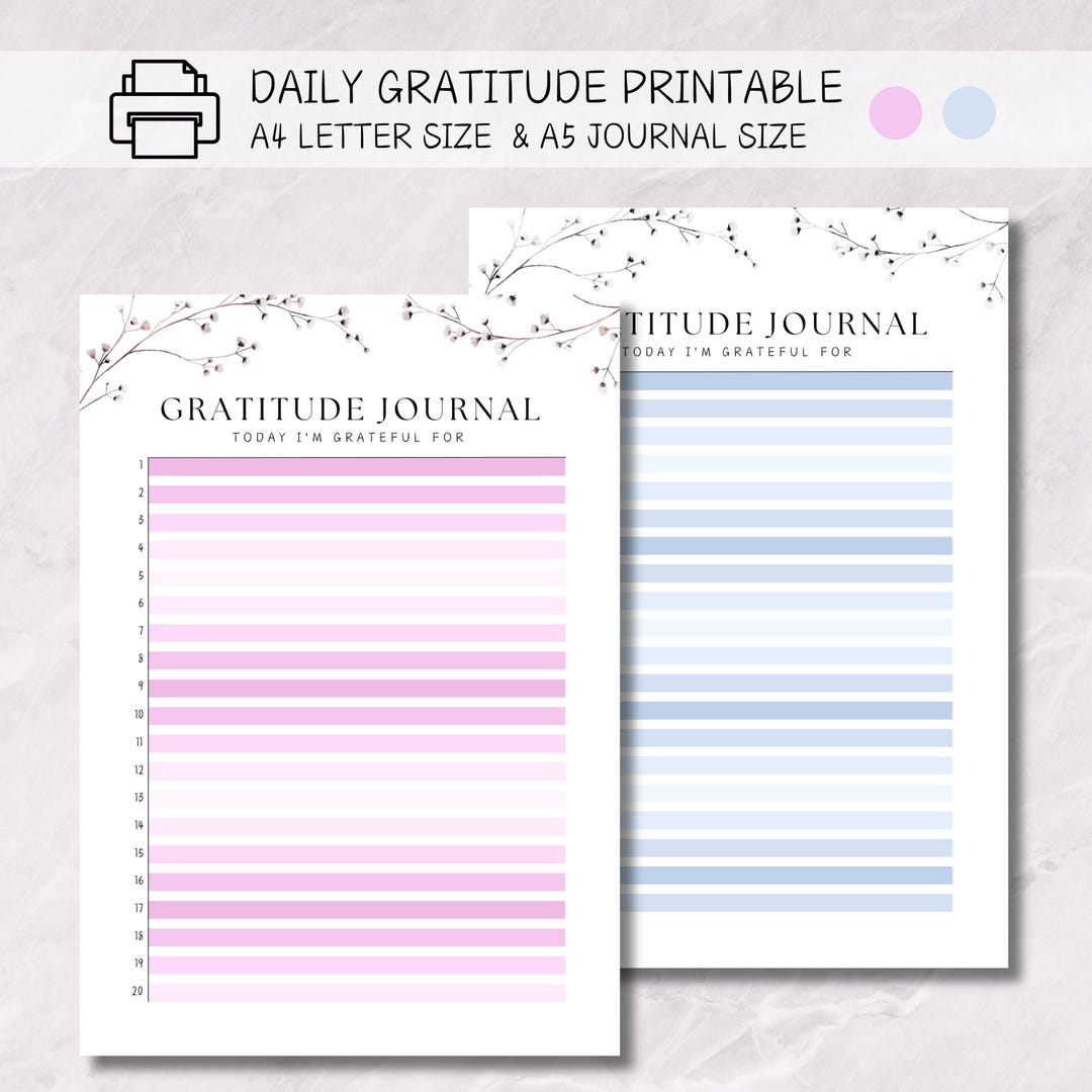 Digital Printable Gratitude Page for Self-care | Two-color Printable ...