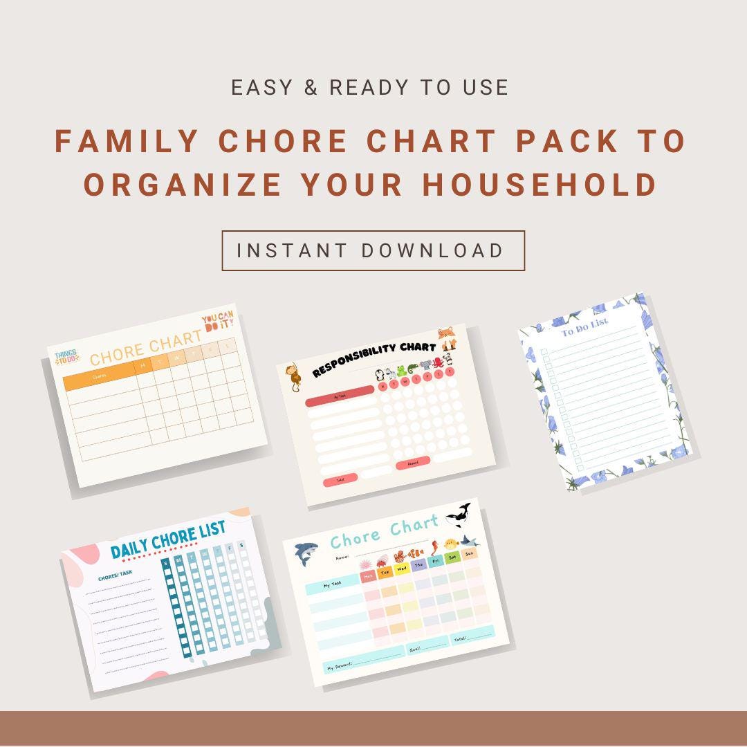 Customizable Family Chore Chart Pack – Fun & Easy Printable Charts to ...