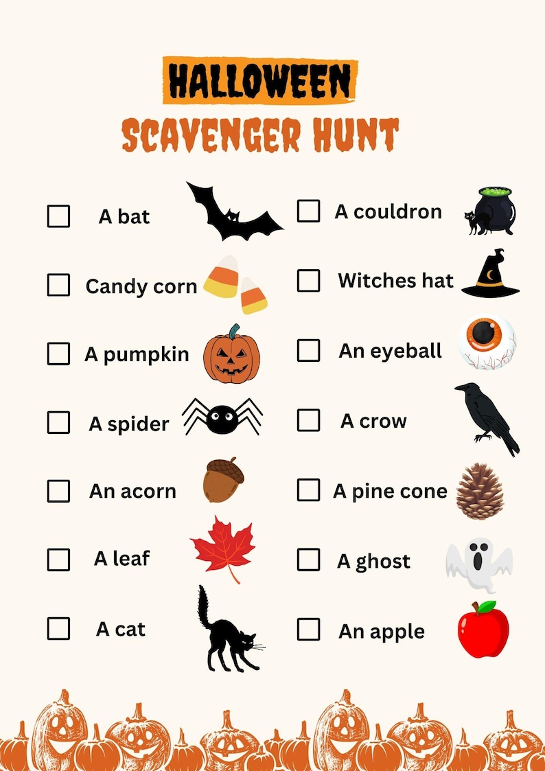 Printable Halloween Scavenger Hunt Game for Kids & Families - Etsy