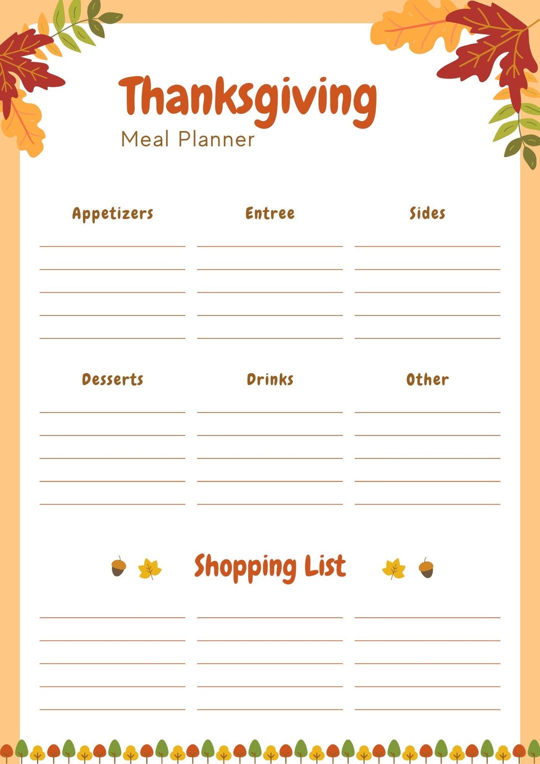 Thanksgiving Meal Planner | Organize Your Feast With Ease - Etsy