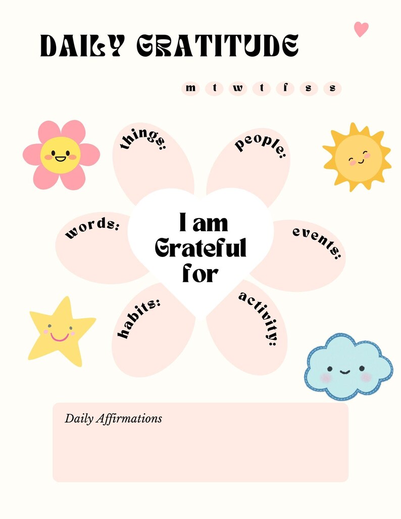 Daily Gratitude Printable - Customizable - Etsy