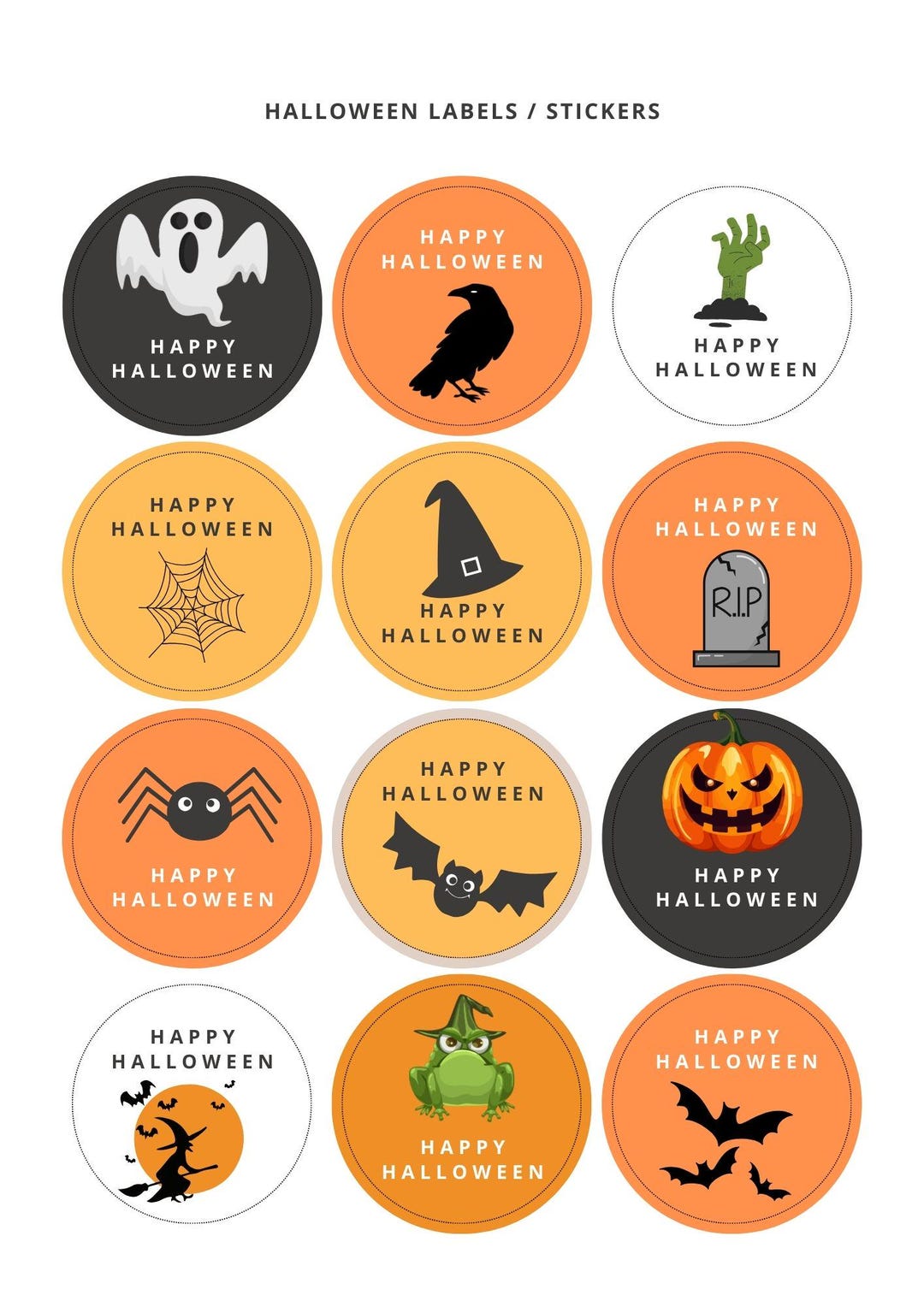 Halloween Printable Stickers - Easy Print at Home - Etsy