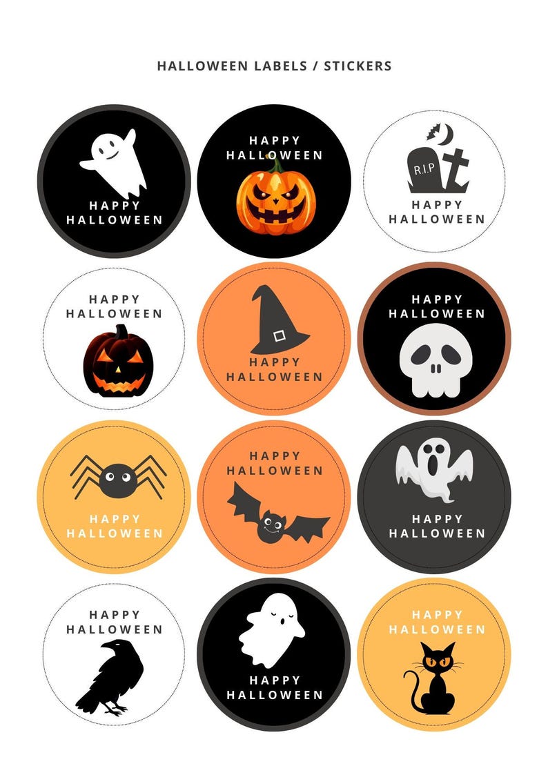 Halloween Printable Stickers - Easy Print at Home - Etsy