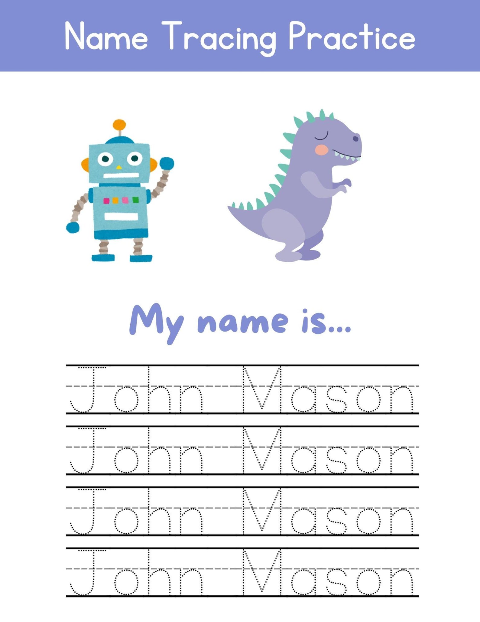 Customizable Name & Word Tracing Practice Pack - Printable Tracing ...