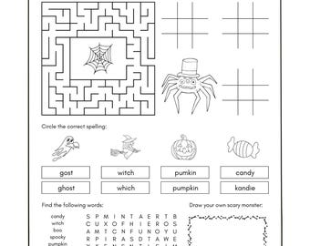 Spooky Halloween Crossword Puzzle – Printable Fun for Kids - Etsy