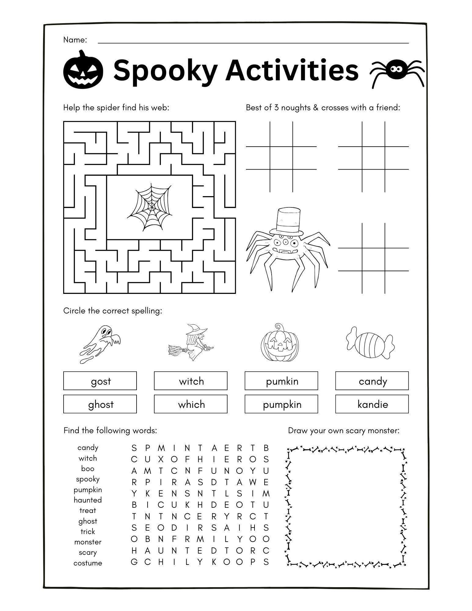 Spooky Puzzles for Kids | Printable Halloween Puzzle Pack | Fun ...