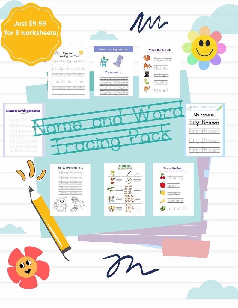 Customizable Name & Word Tracing Practice Pack - Printable Tracing ...